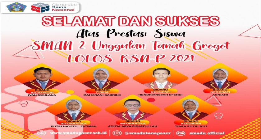 SISWA SMAN 2 UNGGULAN TANAH GROGOT LOLOS KSN KE TINGKAT PROVINSI | SMA Negeri 2 Tanah Grogot